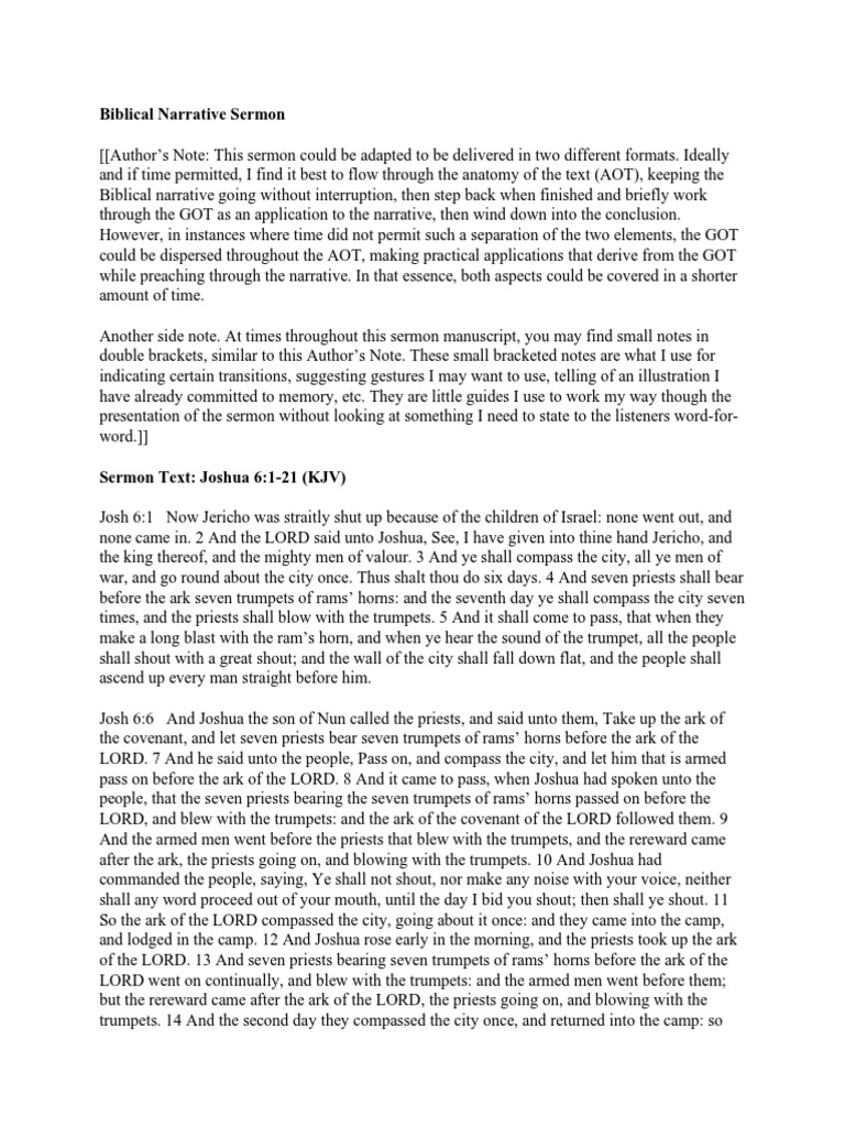 Biblical Narrative Sermon | Download Free PDF | Ark Of The Covenant ...