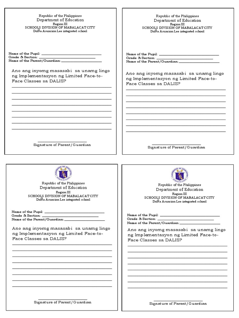 Survey For The Implementation of Face To Face Classes | PDF | Philippines