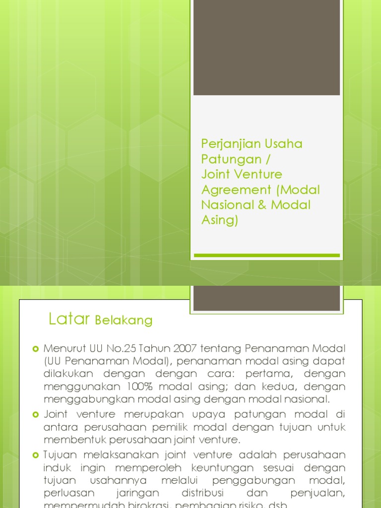 Contoh Perjanjian Joint Venture | PDF | Bisnis | Pengelolaan Keuangan ...