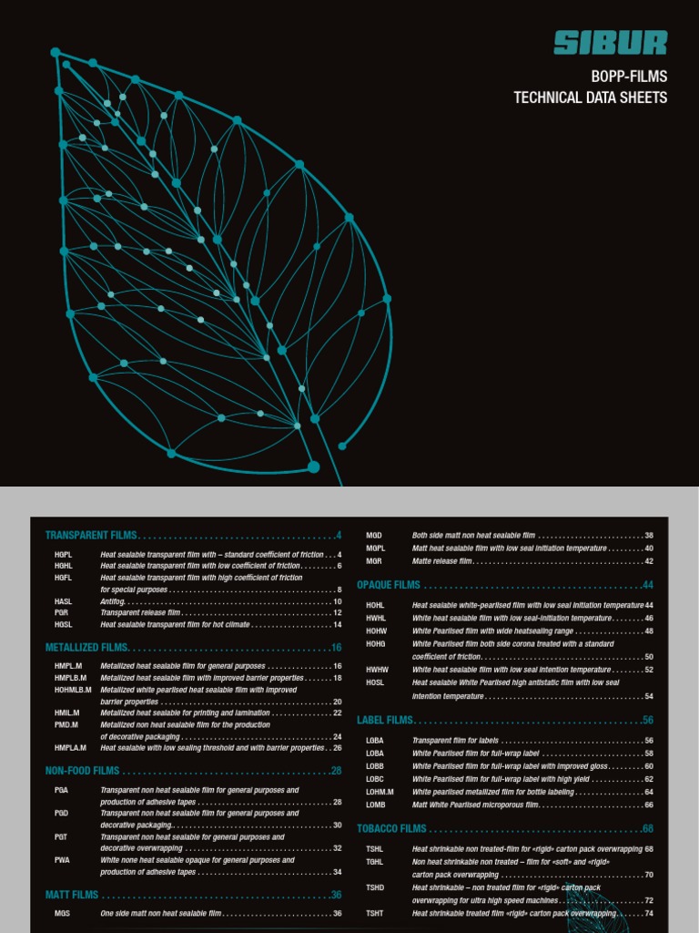 Bopp-Films Technical Data Sheets | PDF | Adhesive | Chemistry