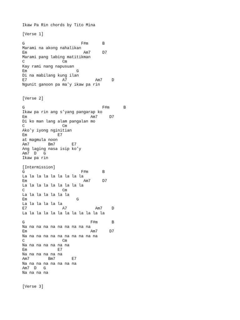 Tito Mina - Ikaw Pa Rin Chords | PDF