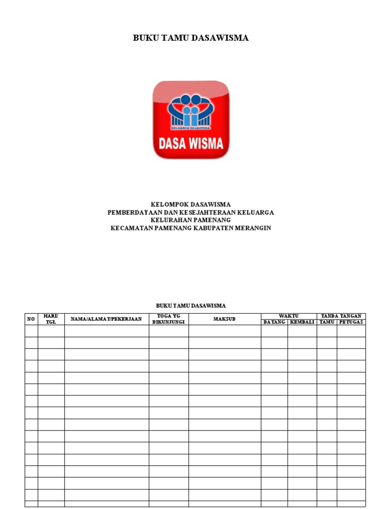 Buku Tamu Dasawisma | PDF