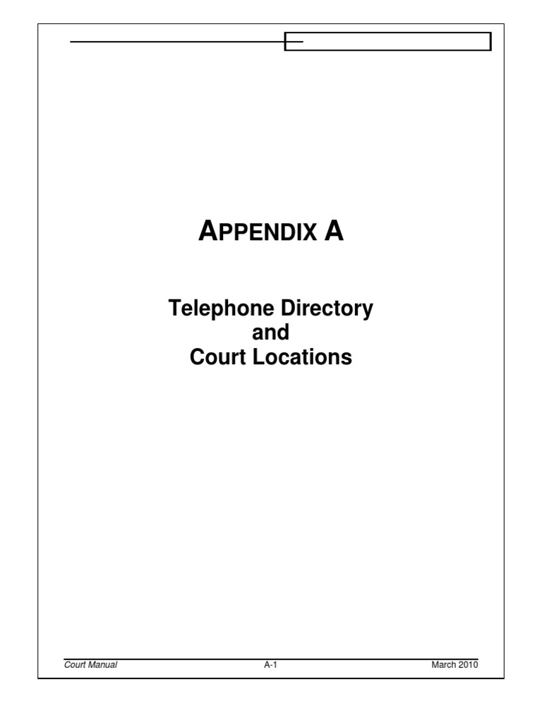Ppendix: Telephone Directory and Court Locations | PDF | Law Clerk ...