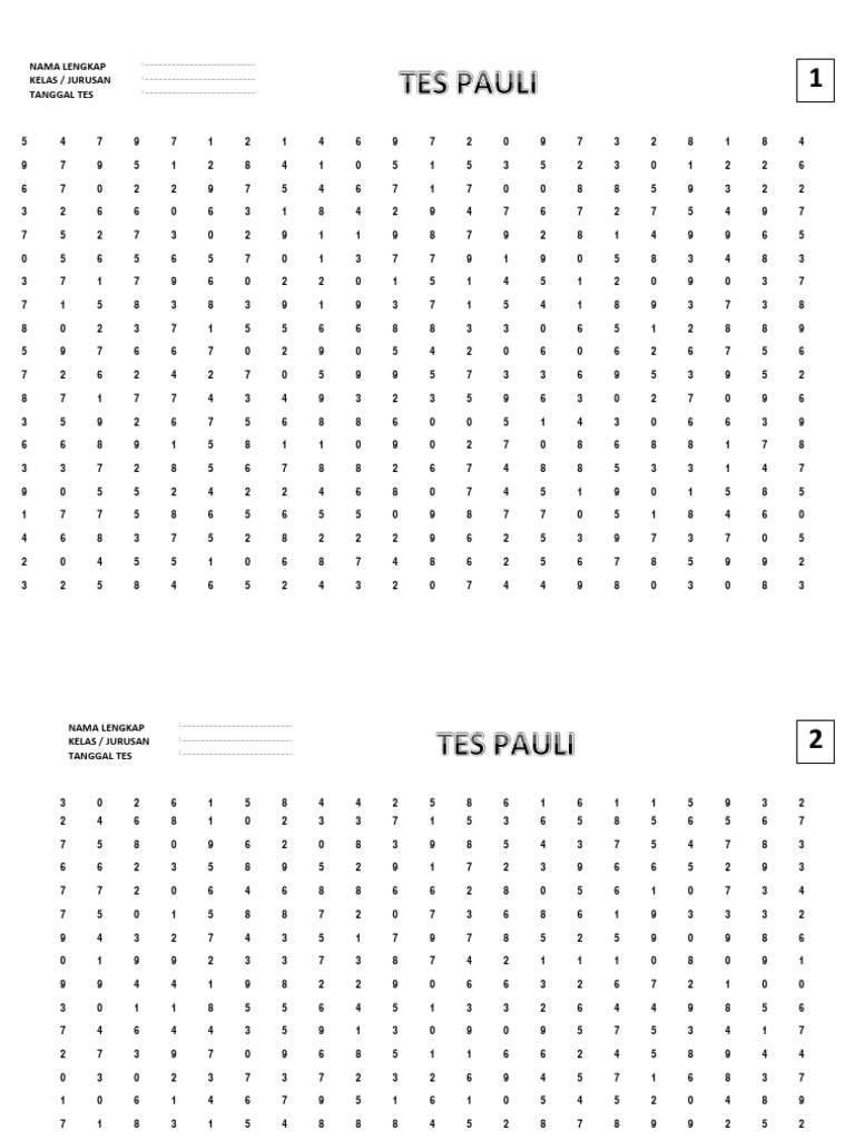 Lembar Tes Pauli | PDF
