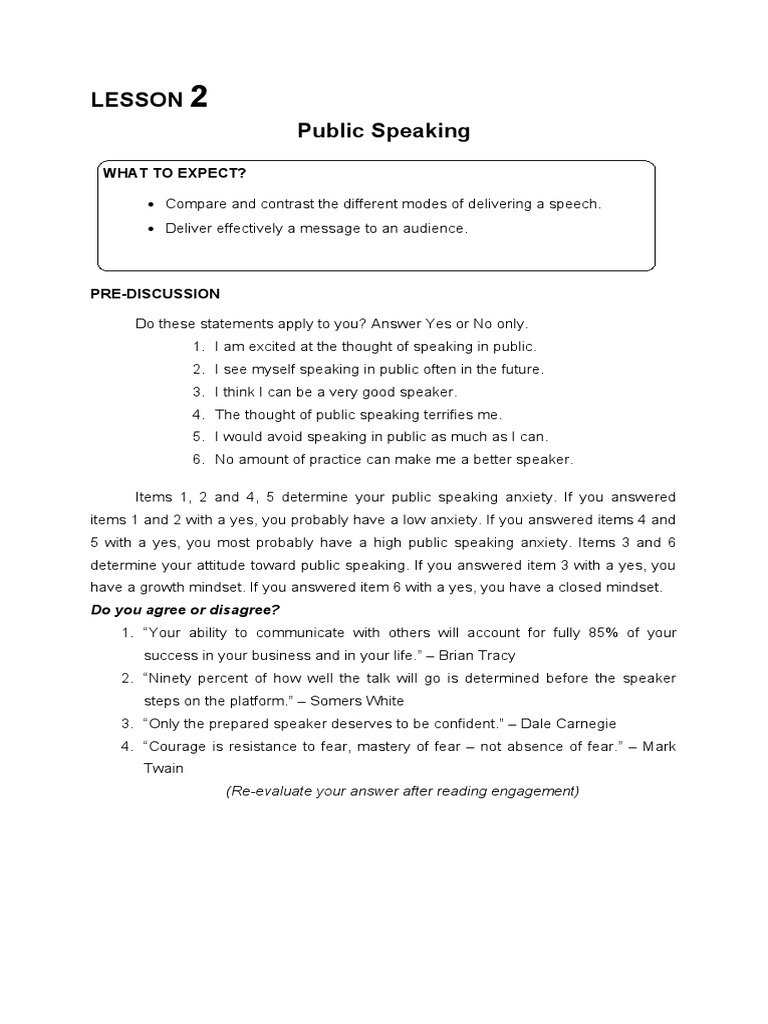 Chapter 3 - Lesson 2 | PDF | Public Speaking | Cognition