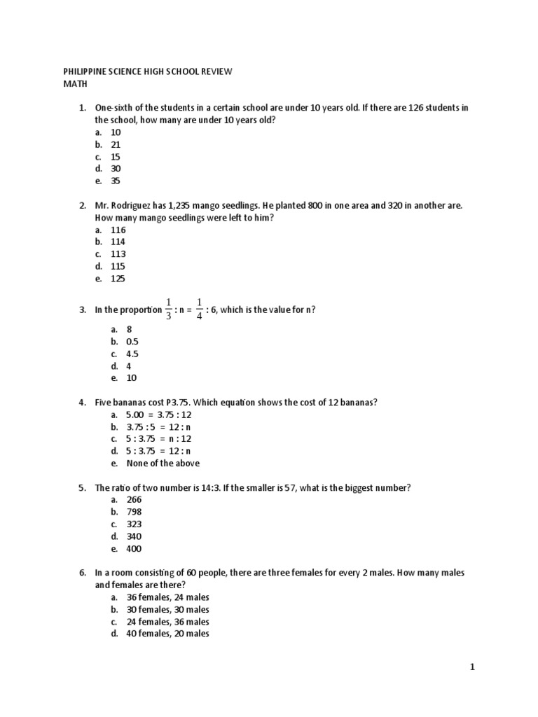 Philippine Science High School Reviewers - Math | PDF | Numbers ...