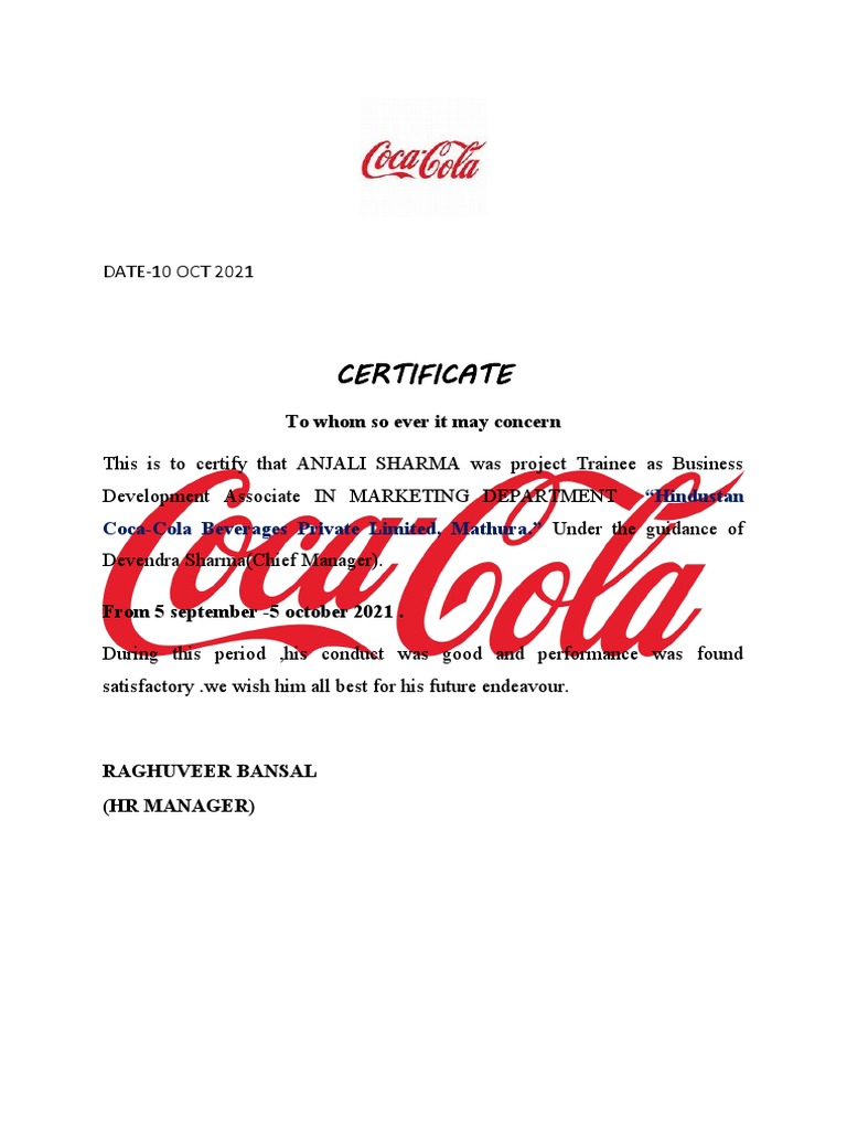 Certificate: To Whom So Ever It May Concern | PDF