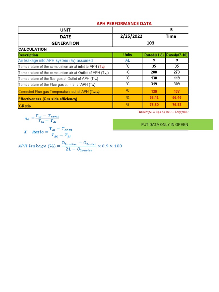 Performance Calculation Sheet Unit 5 25-02-2022 | PDF | Chemical ...