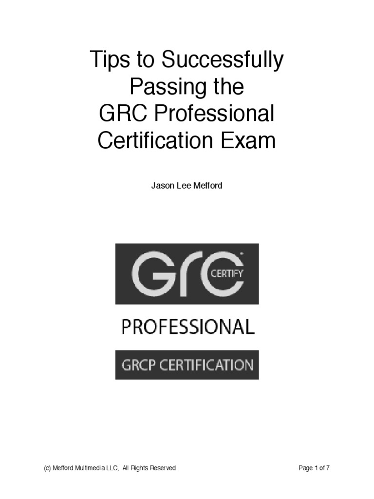 Tips For Passing GRCP Exam v3.0 | PDF | Internal Audit | Test (Assessment)