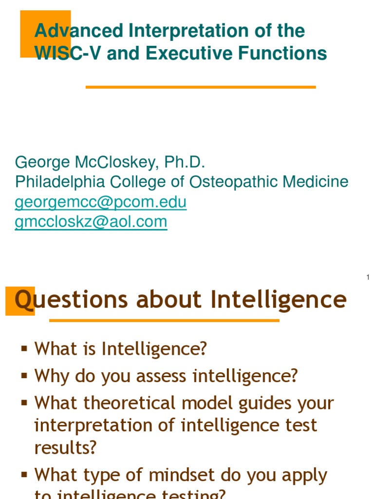 McCloskey - Advanced Interpretation of The WISC-V and Executive ...