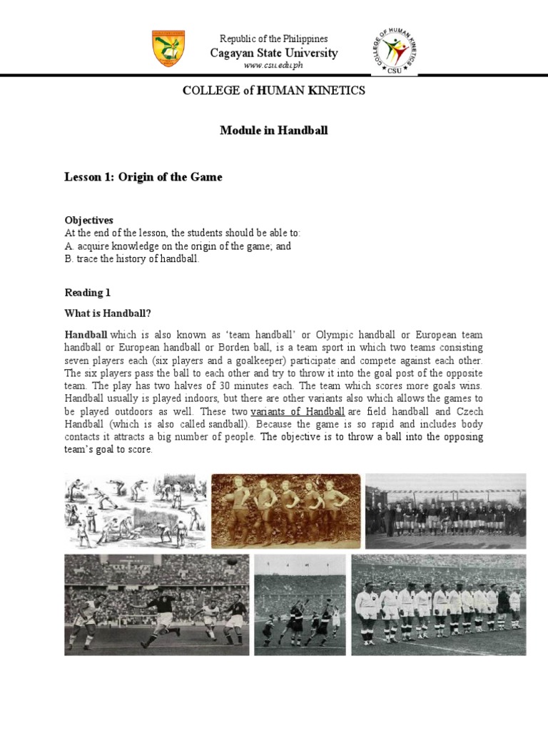 History and Basics of Handball | PDF | Anatomical Terms Of Motion | Sports
