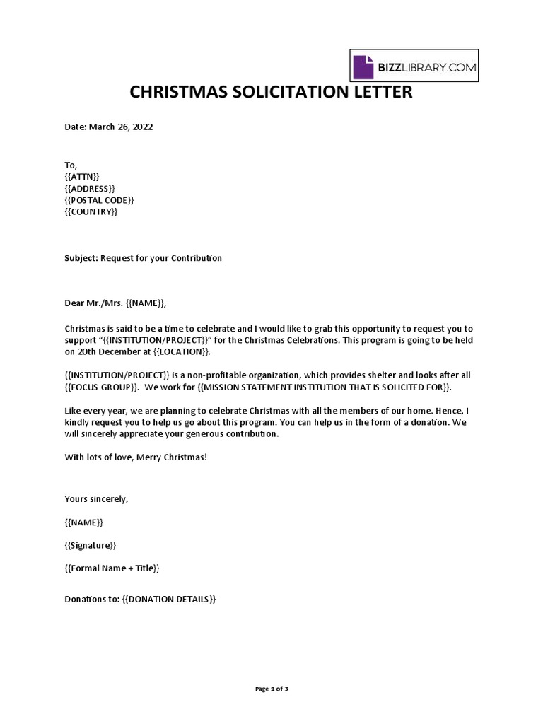 Christmas Fundraising Letter Examples