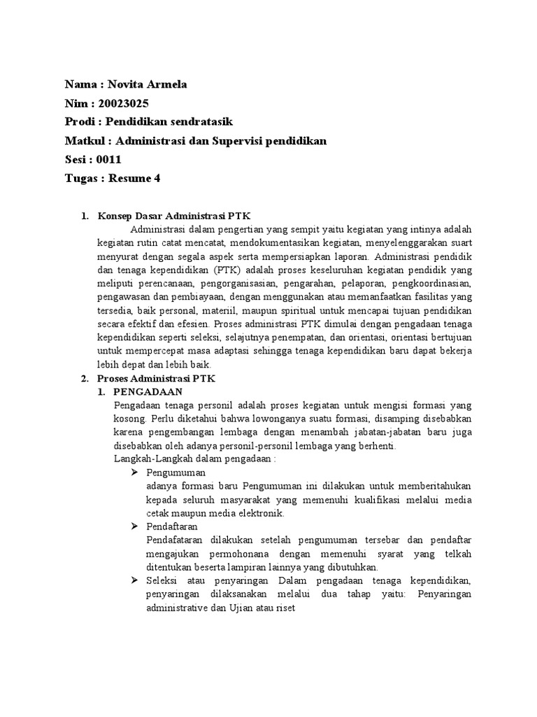 Novita Armela 20023025 Resume 4 Adm Dan SPV Pend | PDF | Bisnis | Pengelolaan Keuangan & Uang