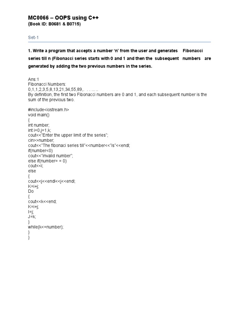 MC0066 Smu Mca Sem2 2011 | PDF | C++ | Class (Computer Programming)