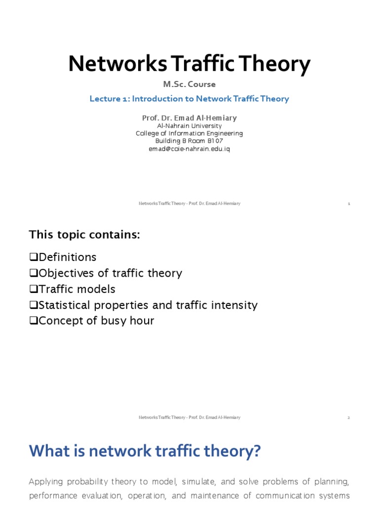 Networks Traffic Theory | PDF | Quality Of Service | Computer Network