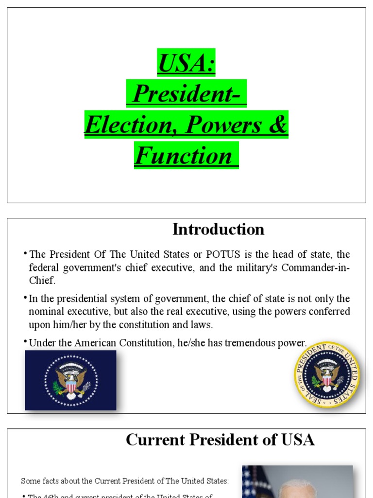 Powers and Functions of the U.S. President | PDF | Presidents Of The ...