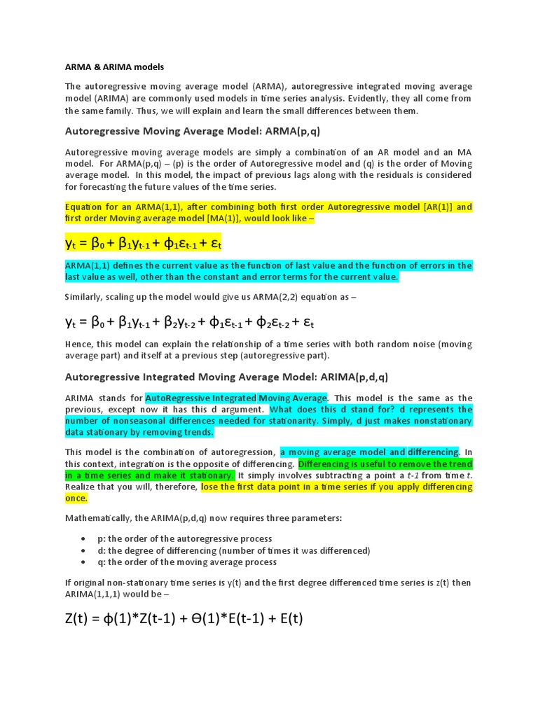 ARMA vs ARIMA: Key Differences | PDF | Autoregressive Integrated Moving Average | Autoregressive ...