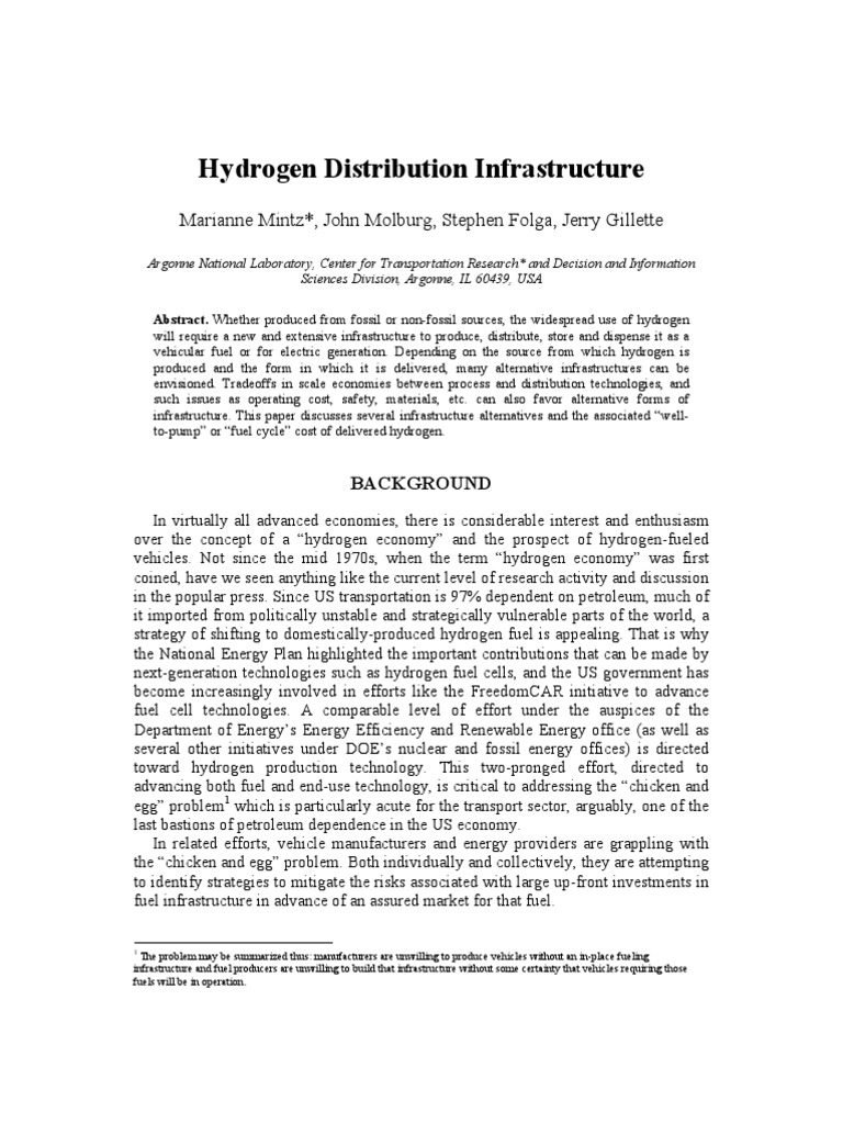 Hydrogen Distribution Infrastructure | PDF | Natural Gas | Life Cycle ...