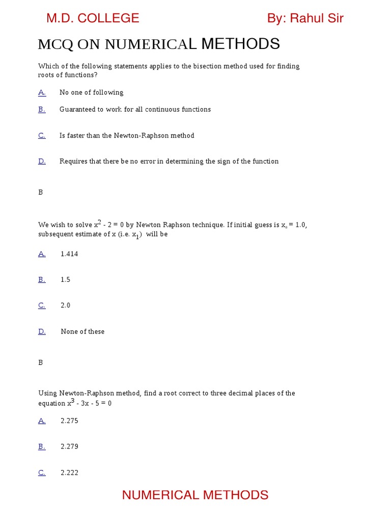 Numerical Methods 1 | PDF | Numerical Analysis | Equations