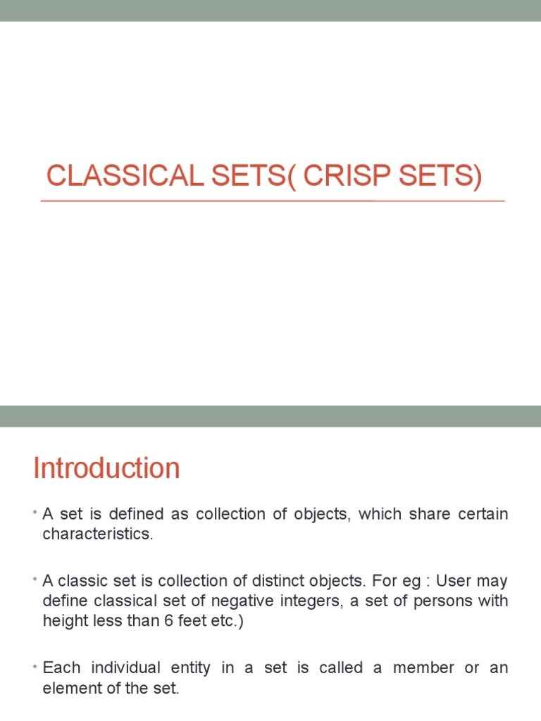 Classical Sets (Crisp Sets) | PDF | Fuzzy Logic | Set (Mathematics)