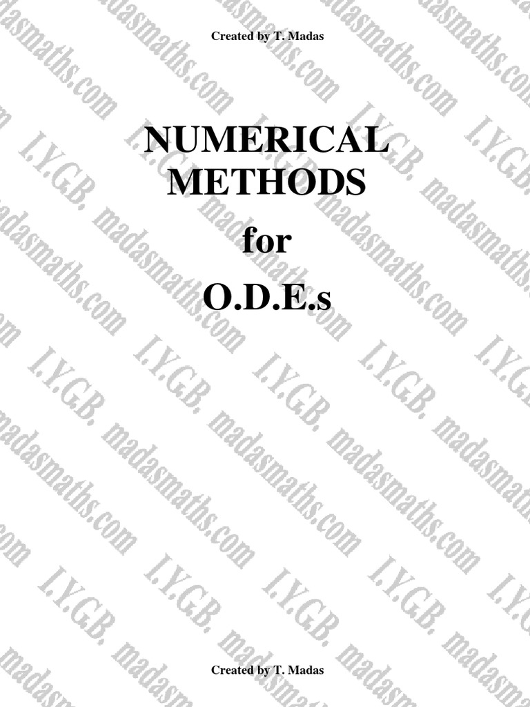 Numerical Methods For O.D.E.s: Created by T. Madas | PDF | Ordinary ...