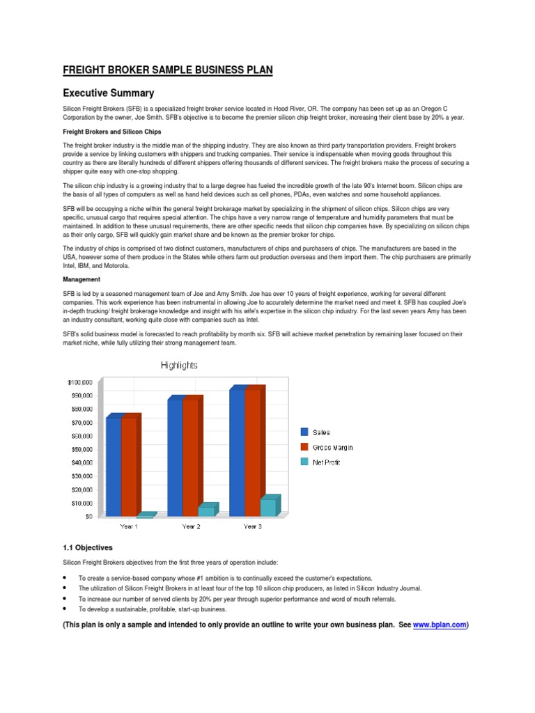 Freight Broker Sample Business Plan | PDF