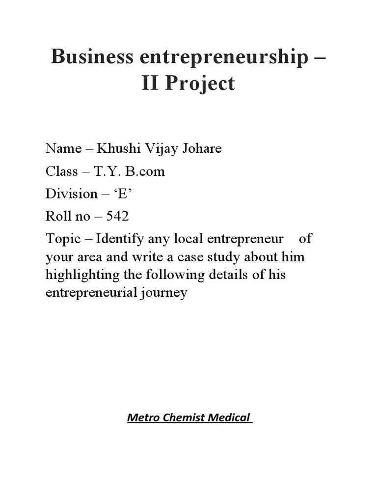 Business Entrepreneurship Mini Project | PDF | Finance & Money Management