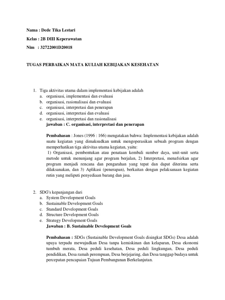 Tugas Dede Tika Lestari Kebijakan Kesehatan | PDF