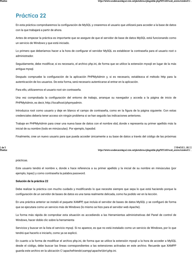 0606 Practica 1 PHP | PDF | Mi sql | Contraseña