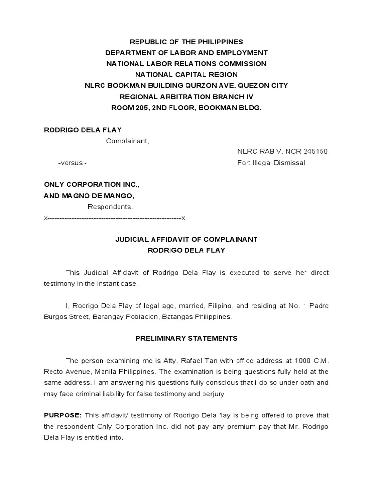 Annex E Judicial Affidavit of Rodrigo Dela Flay | PDF | Perjury | Public Law