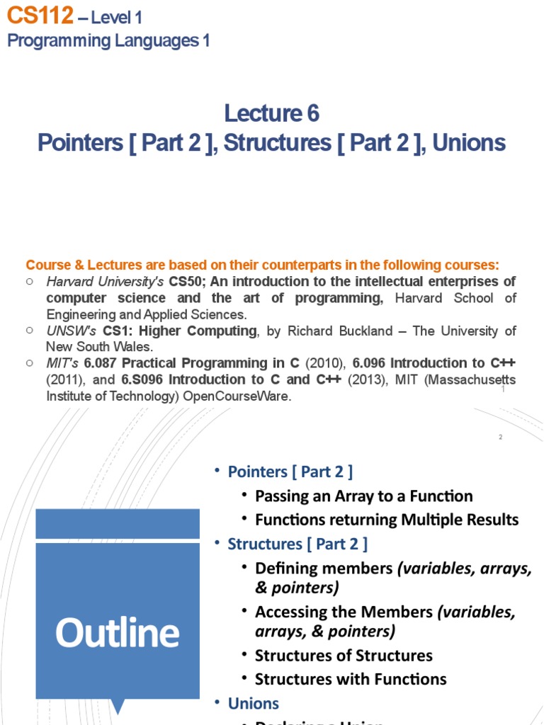 Pointers (Part 2), Structures (Part 2), Unions | PDF | Pointer (Computer Programming) | Subroutine