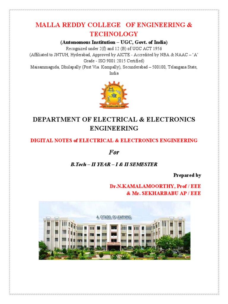 Electrical Engineering Digital Notes | PDF | Series And Parallel ...
