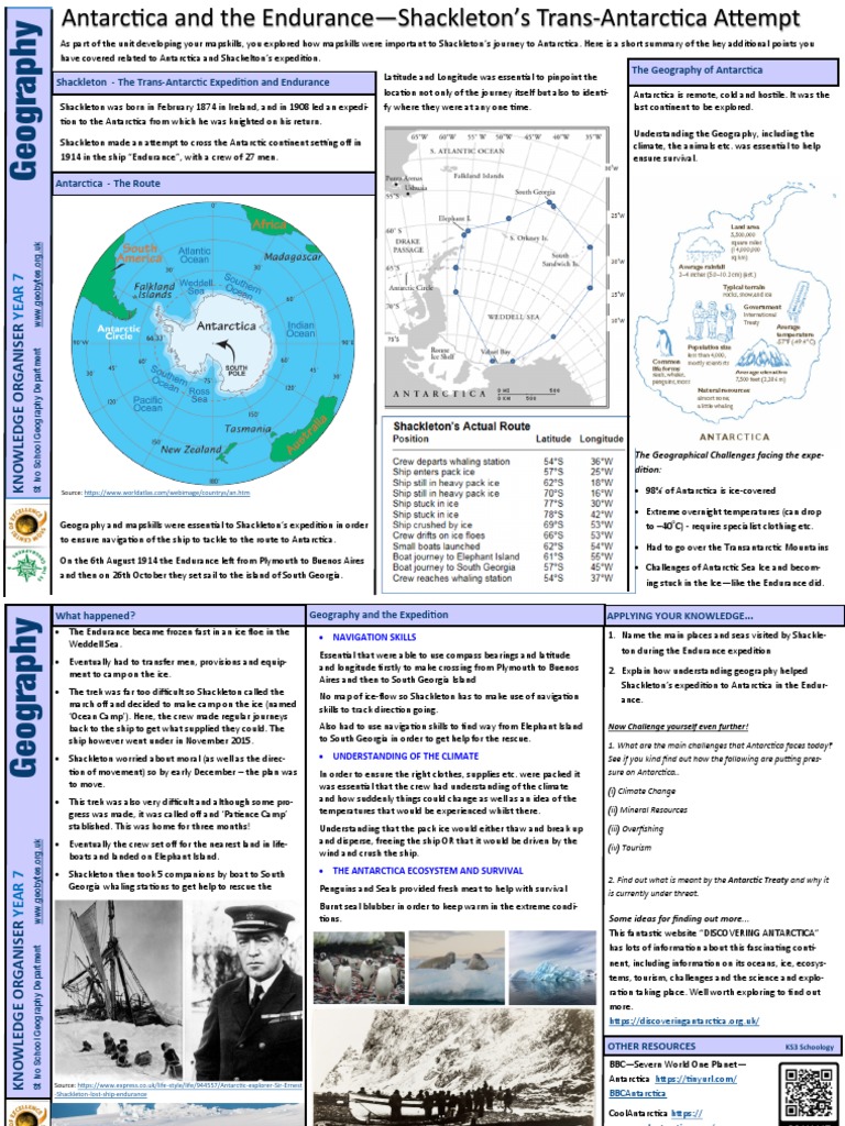 Shackleton - The Trans-Antarctic Expedition and Endurance The Geography ...