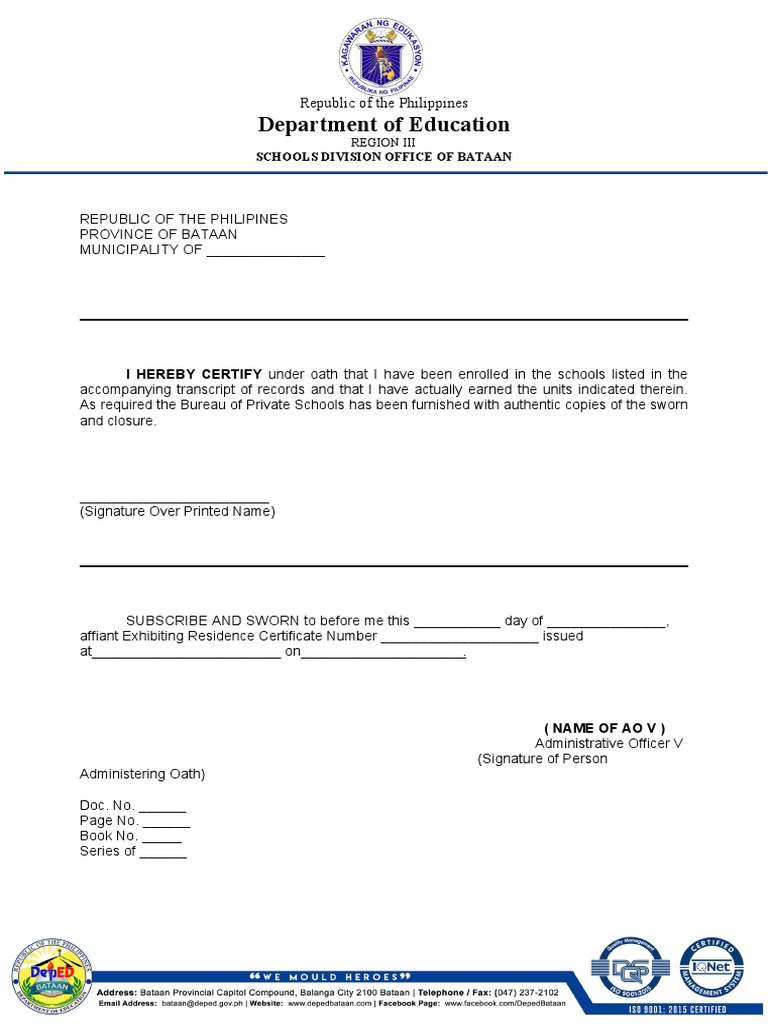 Department of Education: Republic of The Philippines | PDF | Finance & Money Management