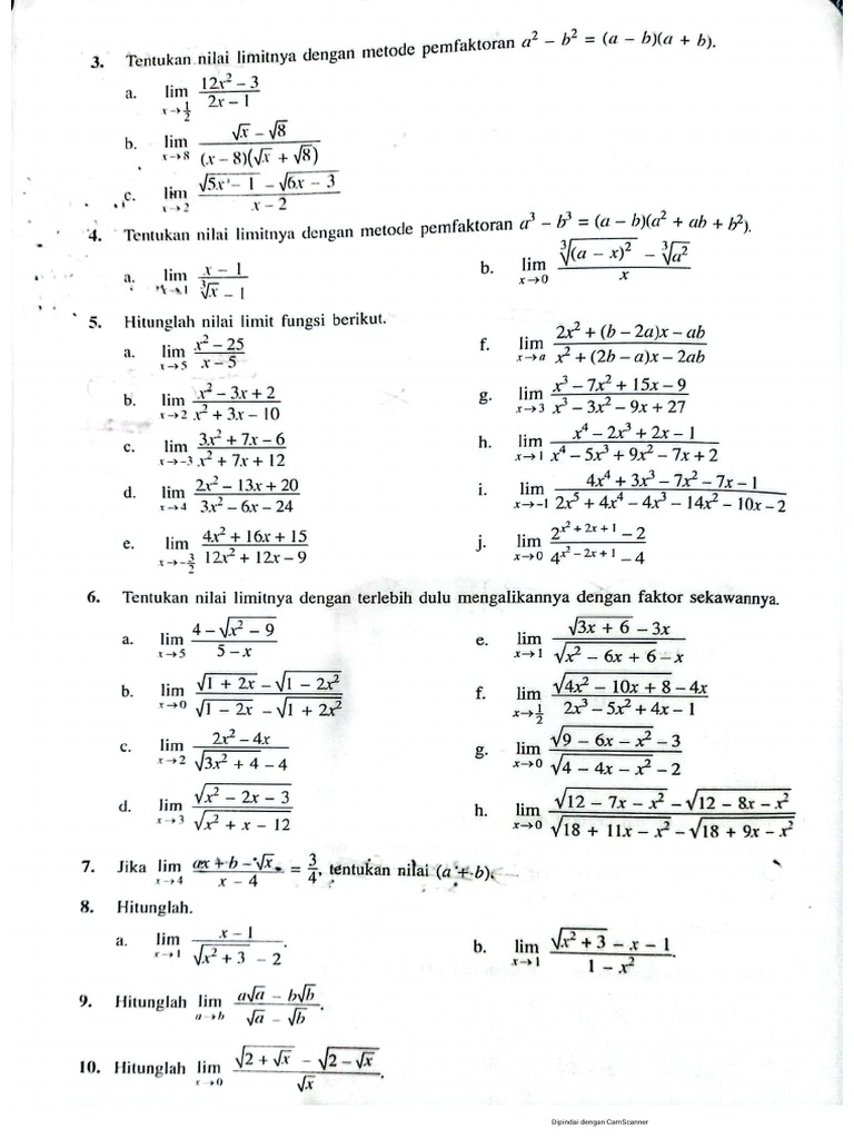 Latihan Soal Limit Aljabar | PDF