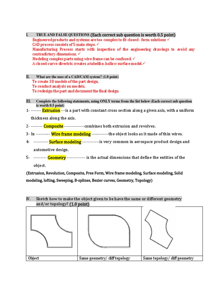 True and False Questions | PDF | Computer Aided Design | Geometry