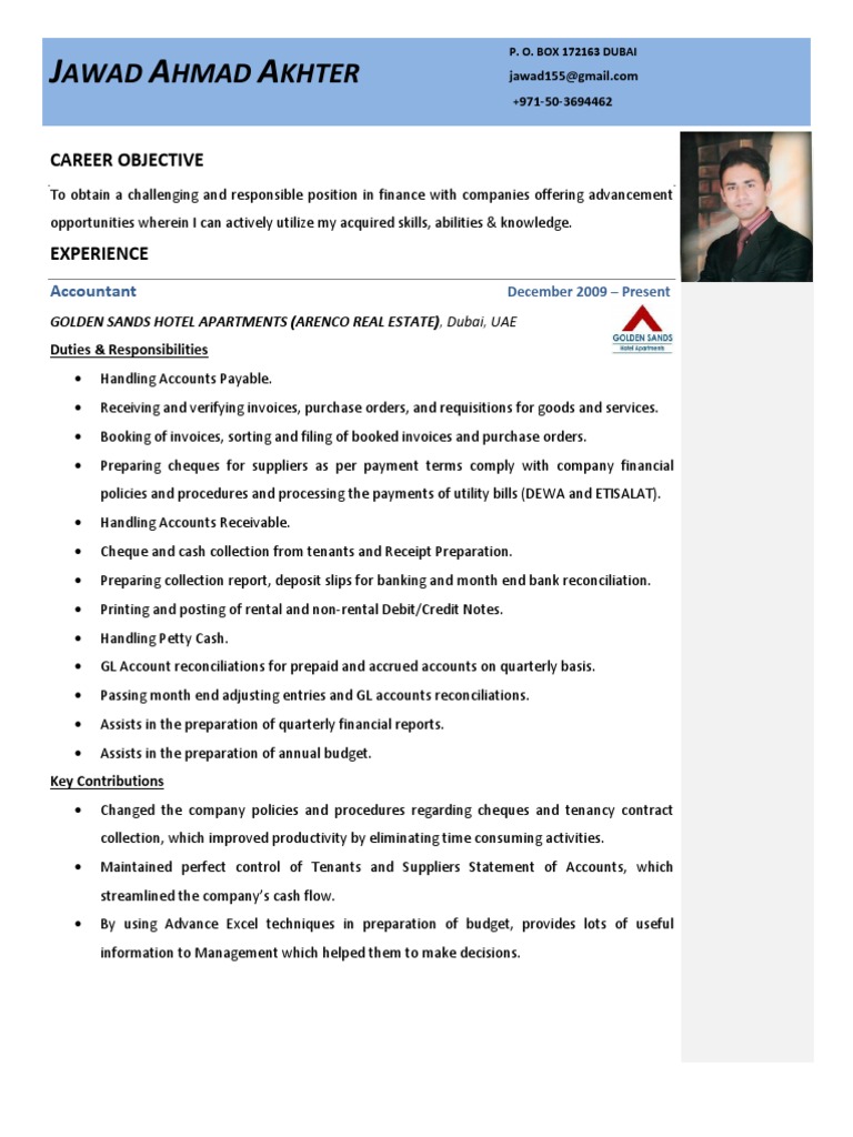 Jawad's CV | PDF | Cheque | Debits And Credits