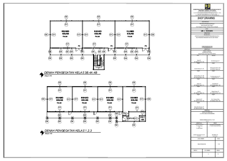 Denah Pengecatan Kelas 3B, 4A, 4B: Shop Drawing | PDF