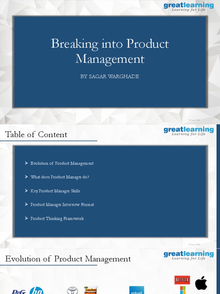 Breaking into Product Management 2020 | PDF