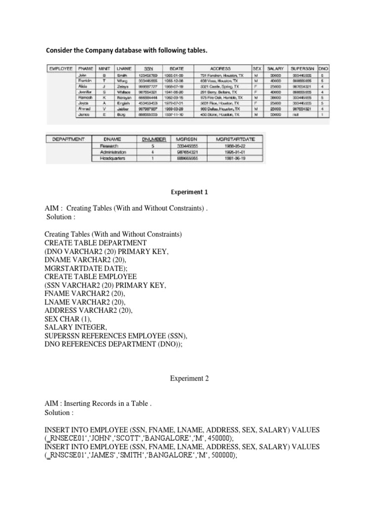 DBMS LAB Manual For 5th Sem Ajaahsh | PDF | Computing | Computer Programming