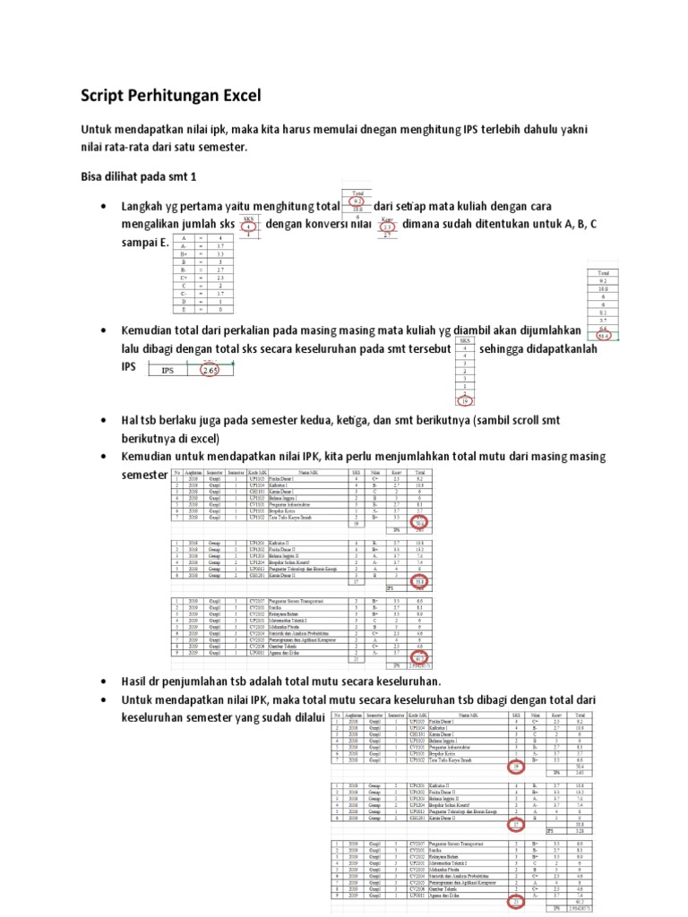 Cara Hitung IPK dan IPS di Excel | PDF