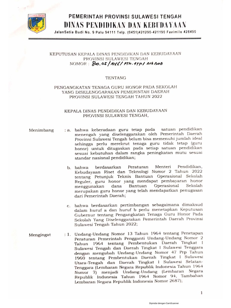 Konsideran SK 2022 | PDF