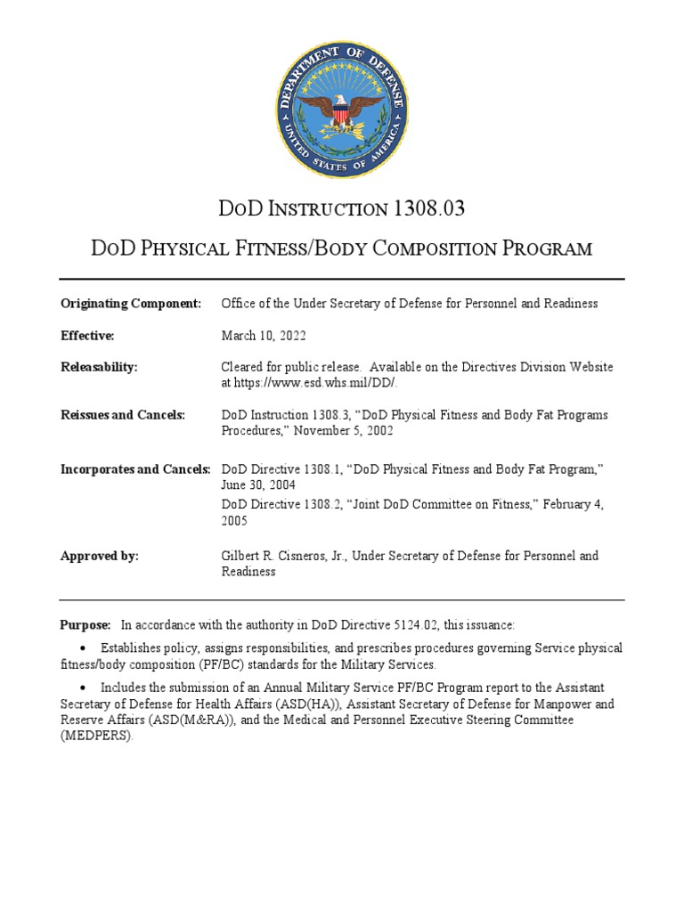 D D I 1308.03 D D P F /B C P: O Nstruction O Hysical Itness ODY Omposition Rogram | PDF ...