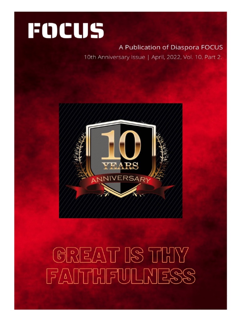 Focus April 2022 10th Anniversary Issue Pdf Jesus New Covenant