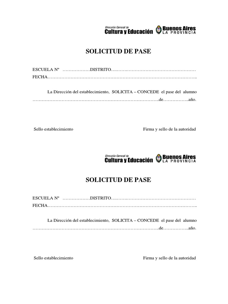 Solicitud Pase Alumno | PDF