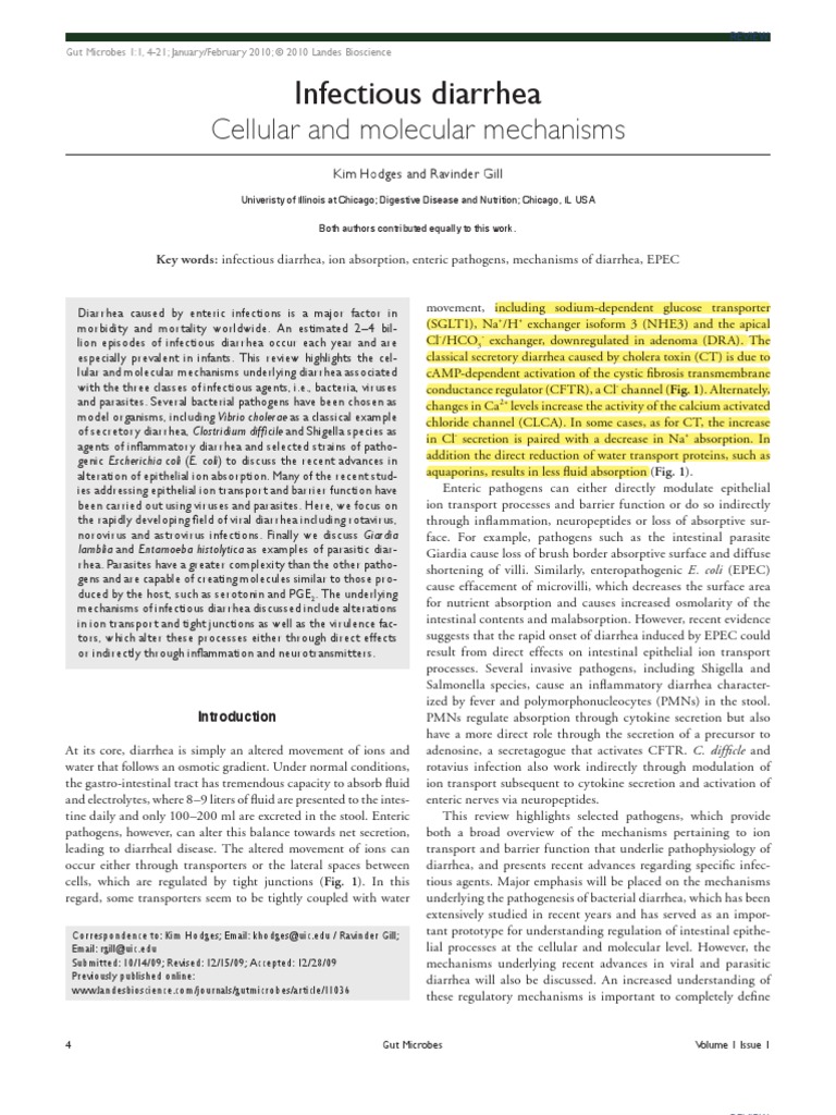 Infectious Diarrhea: Cellular and Molecular Mechanisms | PDF ...