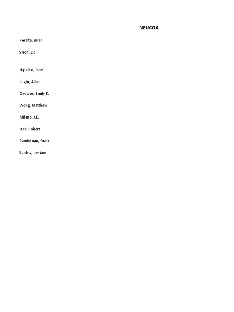 NEUCOA Board of Directors: Peralta, Brian Sison, Liz | PDF
