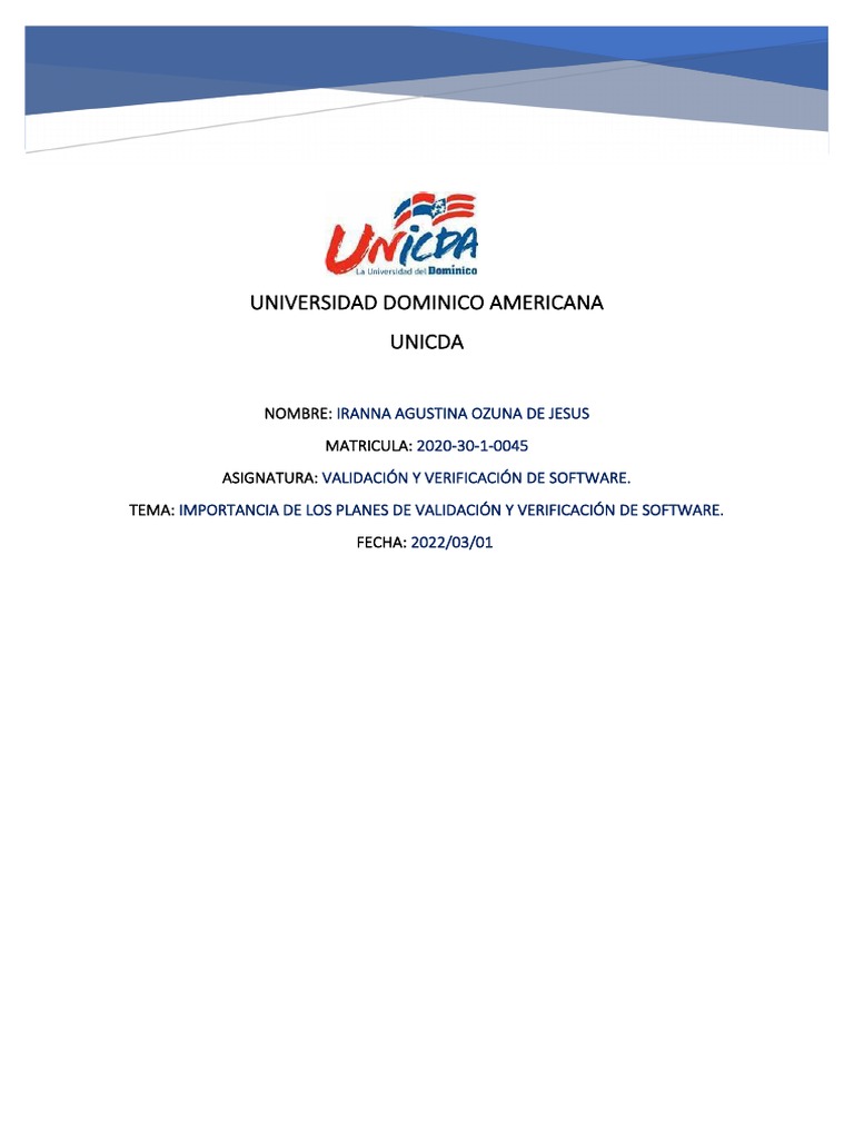 Informe 1, Validacion y Verificacion | PDF | Software | Planificación Informe 1, Validacion y Verificacion | PDF | Software | Planificación