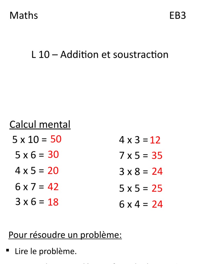 Exercices de calcul mental EB3 | PDF