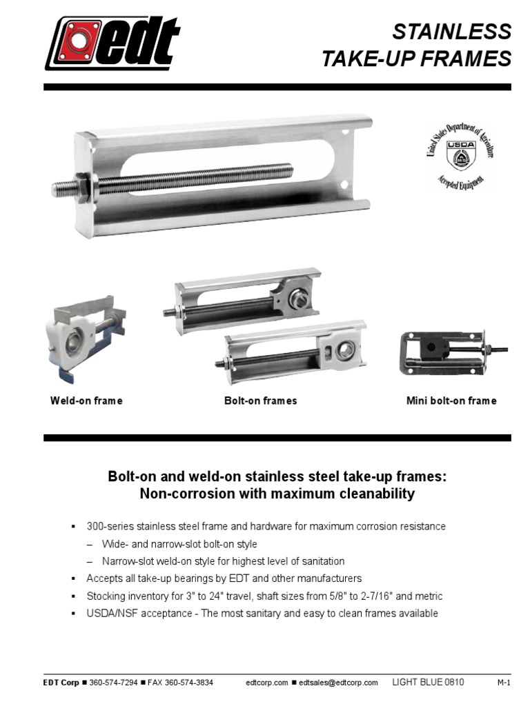 M - Stainless Steel Take Up Frames | PDF | Bearing (Mechanical) | Belt ...